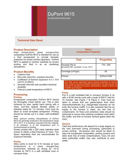 9615 GLASS ENCAPSULANT - DuPont