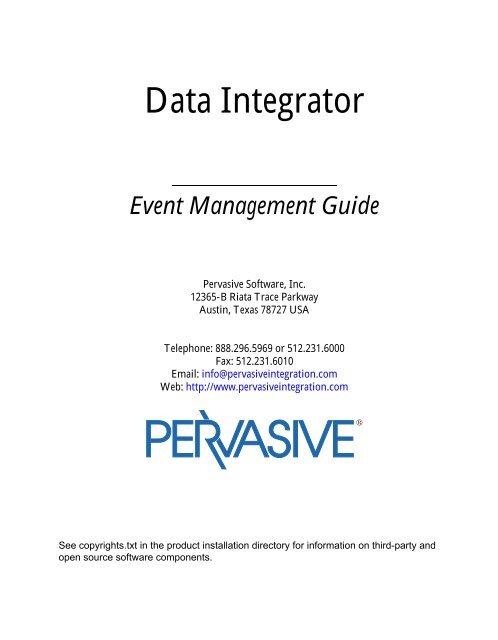 Data Integrator - Event Management Guide - Pervasive Software Inc.