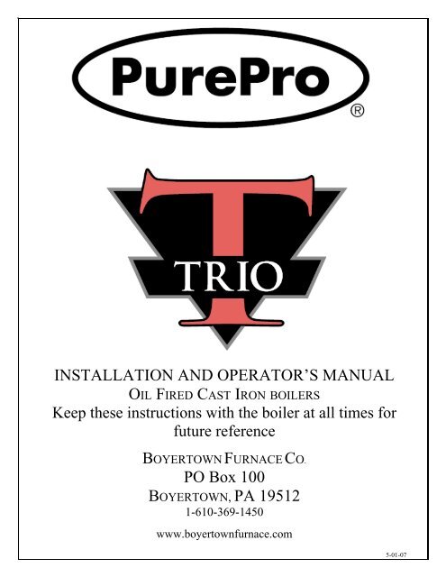 INSTALLATION AND OPERATOR'S MANUAL ... - PurePro Products