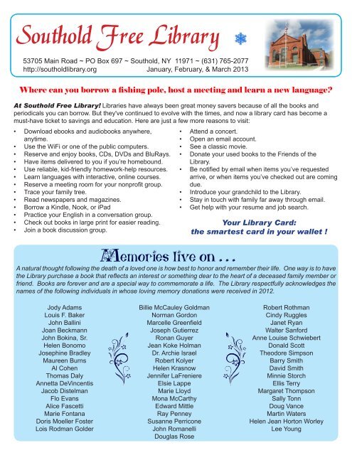 Newsletter - Southold Free Library