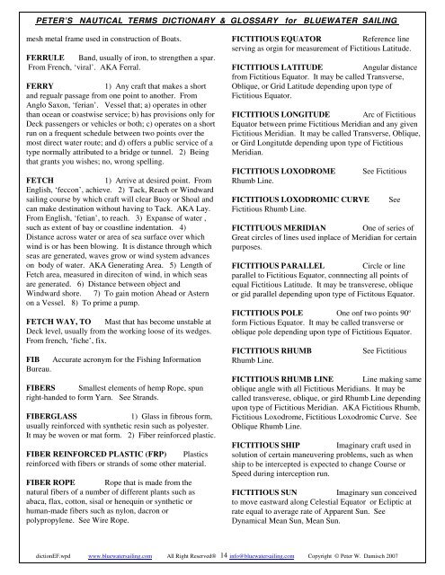 PETER’S NAUTICAL TERMS