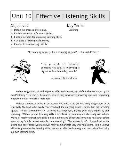 Effective Listening Skills Unit 10