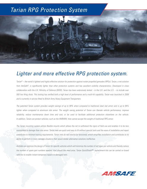 Tarian RPG Protection System Lighter and more effective ... - AmSafe