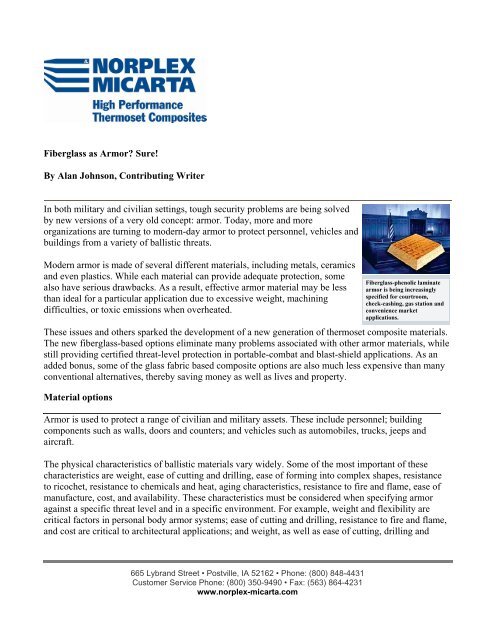 Fiberglass as Armor? Sure! By Alan Johnson ... - Norplex-Micarta