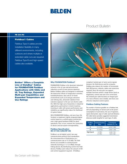 product bulletin available - Belden
