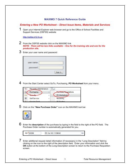 MAXIMO Quick Reference Guide