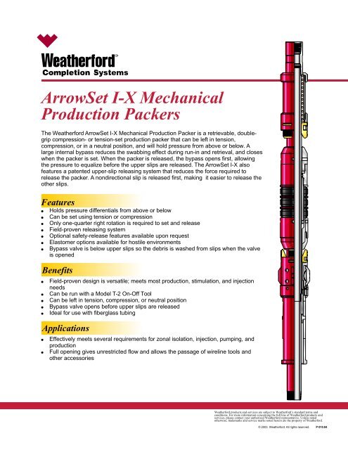 Arrowset I-X Mechanical Produ... - Weatherford Direct