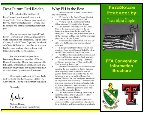 Sample Recruitment Brochure #1 - FarmHouse Fraternity