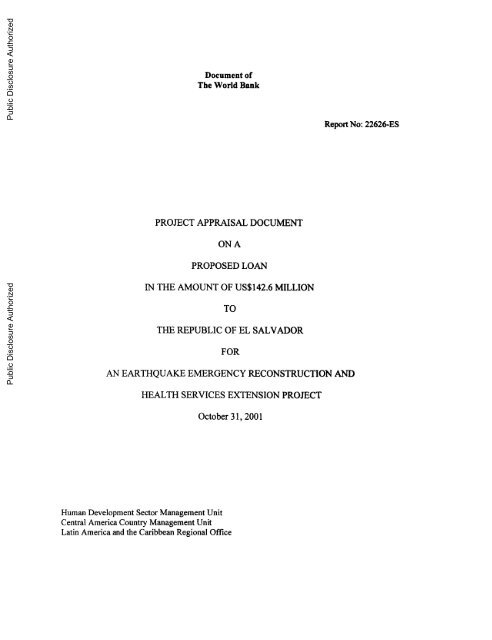 World Bank Document - El Faro