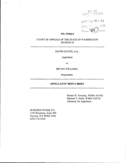 Appellant's Reply Brief - Washington State Courts