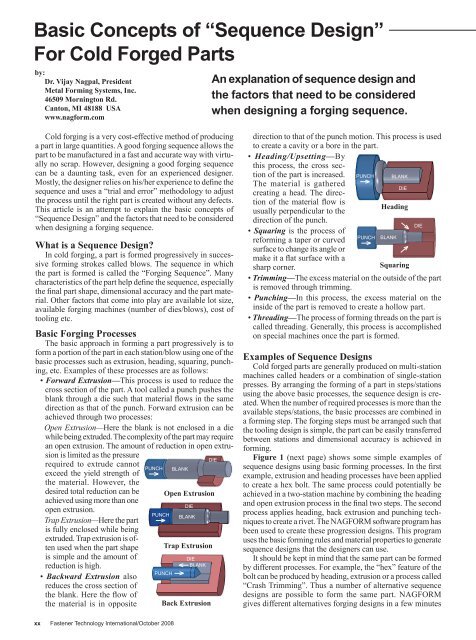Basic Concepts of “Sequence Design” - Metal Forming Systems