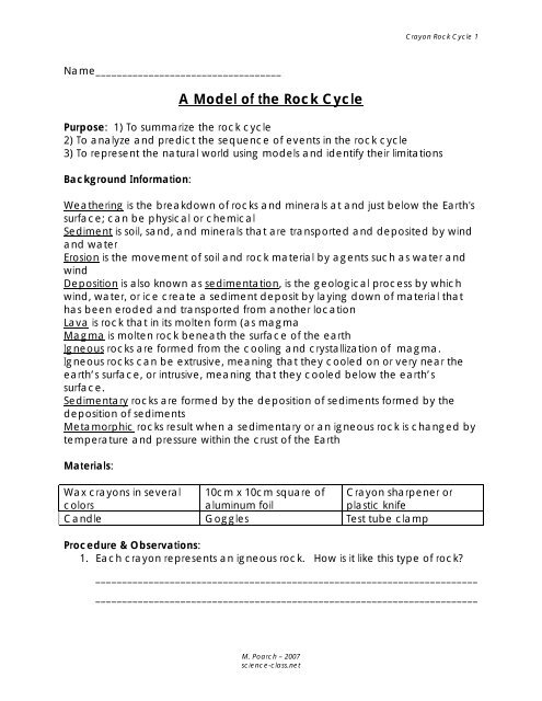 Crayon Rock Cycle - Science Class