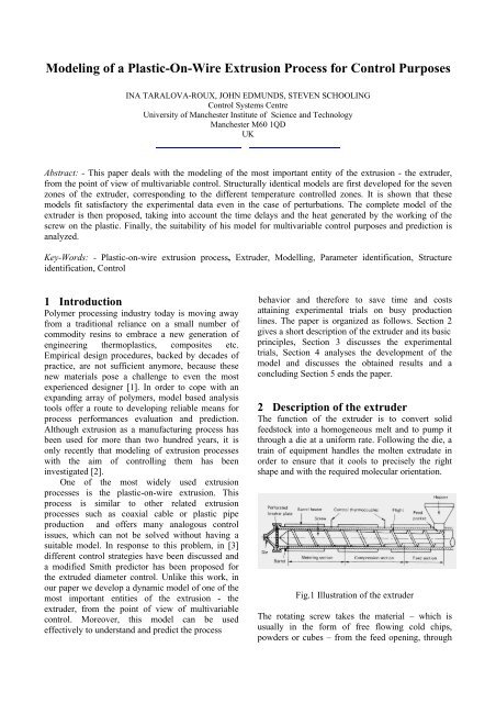 Modeling of a Plastic-On-Wire Extrusion Process for ... - Wseas.us