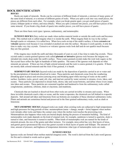 ROCK IDENTIFICATION - Jan Rasmussen.com