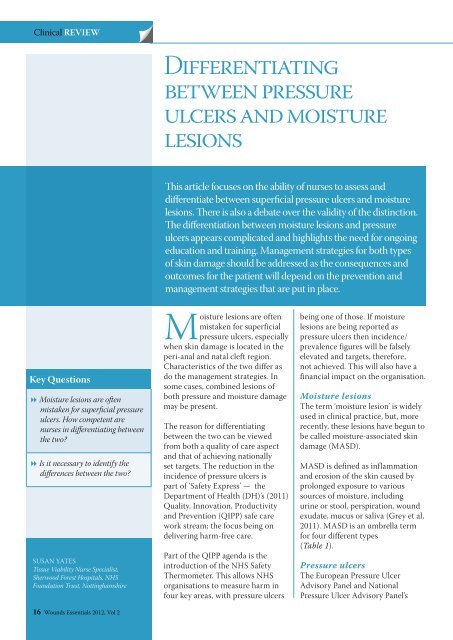 Differentiating between pressure ulcers and moisture ... - Wounds UK