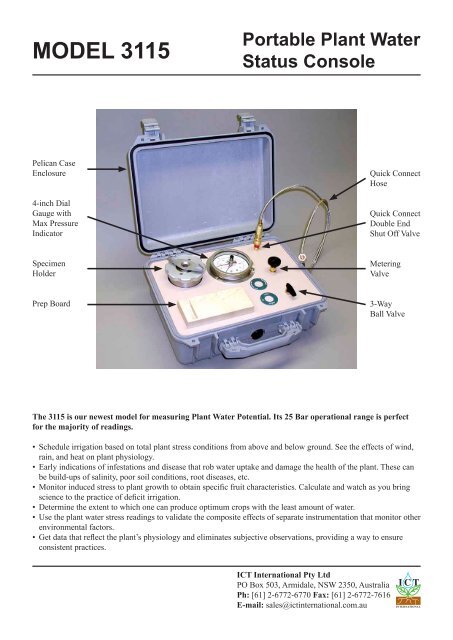 MODEL 3115 Portable Plant Water Status Console - ICT International