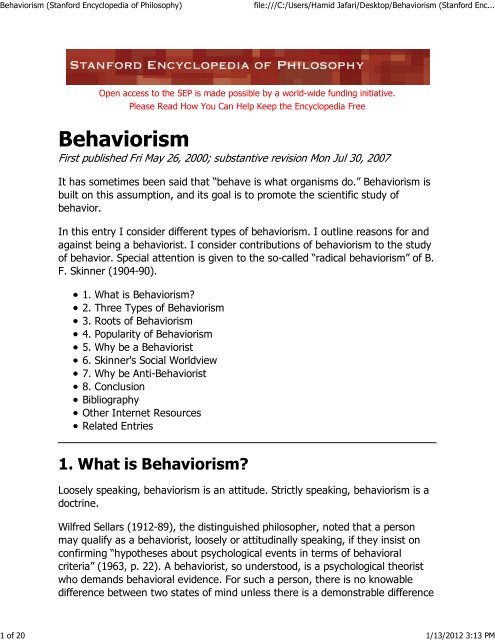 Behaviorism (Stanford Encyclopedia of Philosophy).pdf Behaviorism (Stanford Encyclopedia of Philosophy).pdf