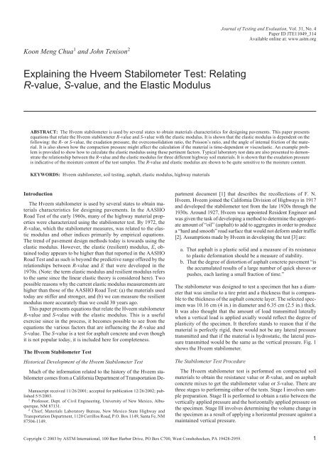 Explaining the Hveem Stabilometer Test - ASTM International