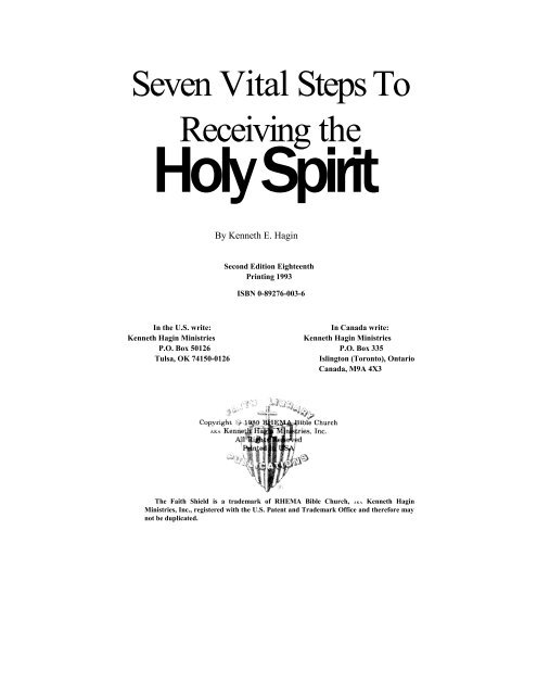 Seven Steps To Receiving the Holy Spirit EN