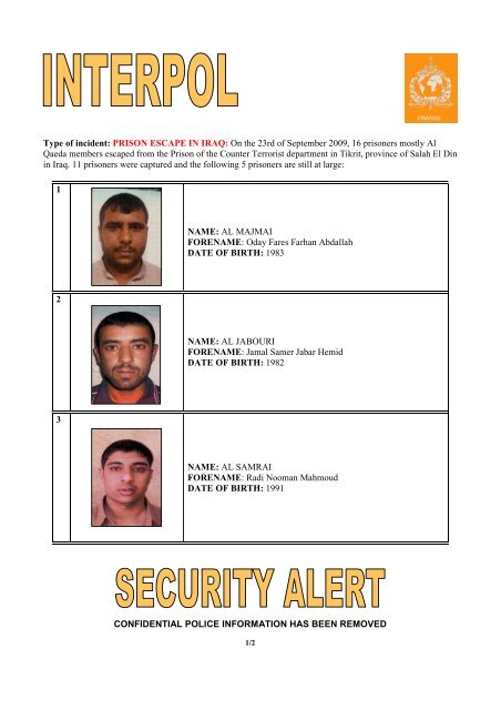 CONFIDENTIAL POLICE INFORMATION HAS BEEN ... - Interpol