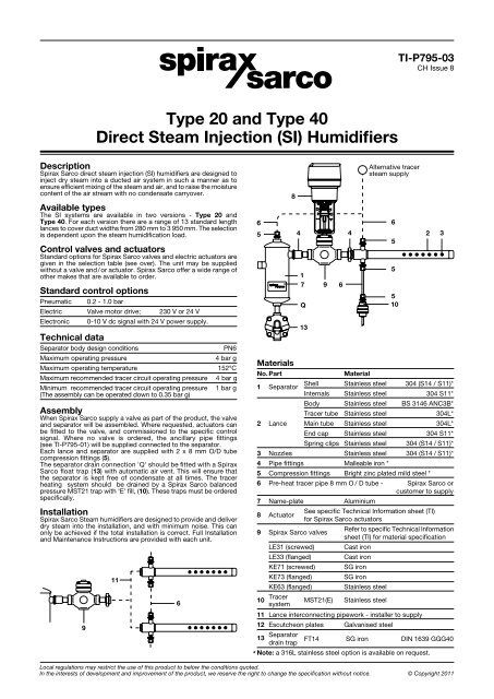 Type 20 and Type 40 Direct Steam Injection (SI ... - Spirax Sarco