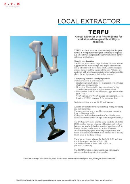 EXTRACTION ARMS TERFU - FTM-technologies