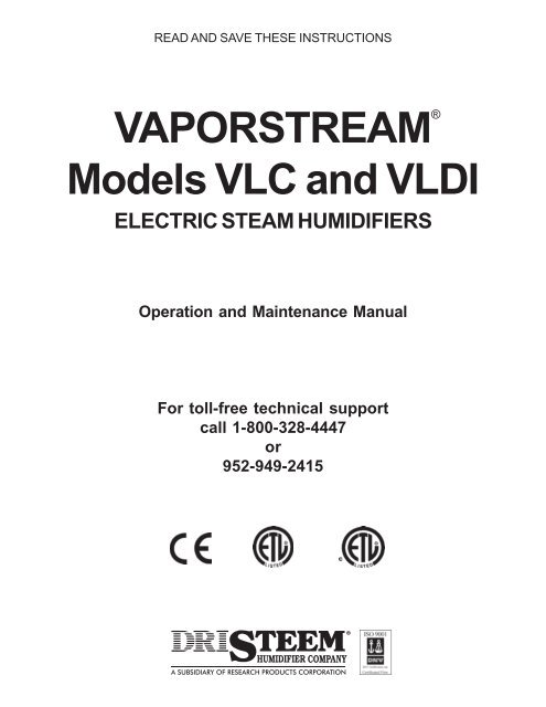 VAPORSTREAM Models VLC and VLDI - DRI-STEEM