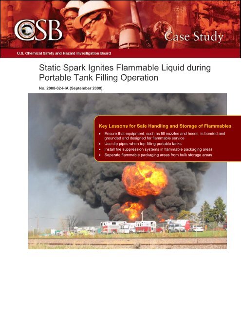 Static Spark Ignited Flammable Liquid during - US Chemical Safety ...