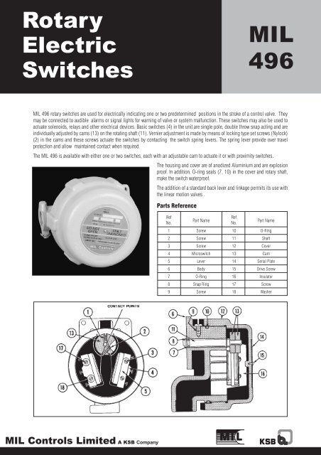 Rotary Electric Switches MIL 496 - MIL Controls Limited