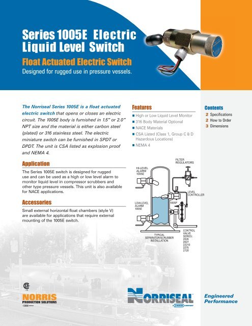 Series 1005E Electric Liquid Level Switch - Norriseal