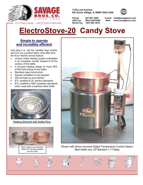 ElectroStove-20 Candy Stove - Savage Bros. Co.