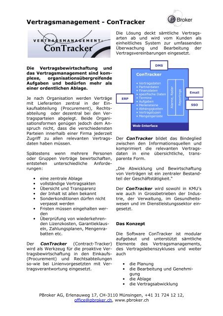 ConTracker Handout V11.0 - PBroker AG