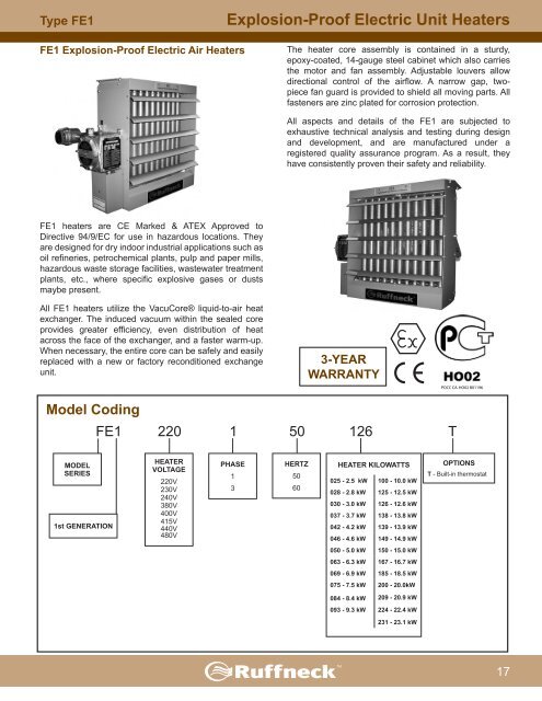 Explosion-Proof Electric Unit Heaters - DH Marine
