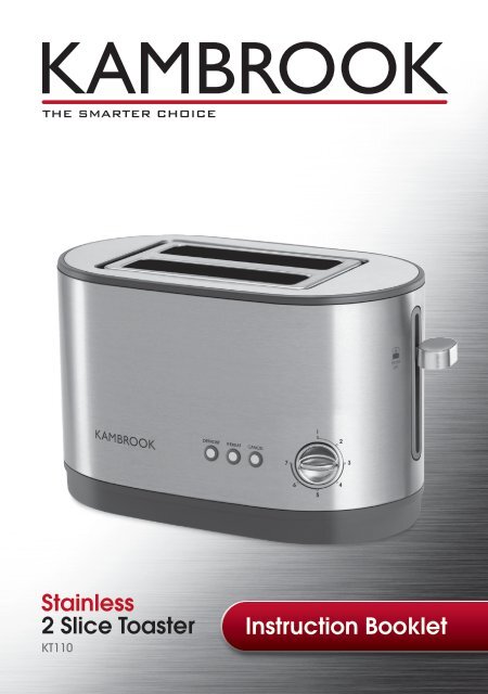 Instruction Booklet Stainless 2 Slice Toaster - Kambrook