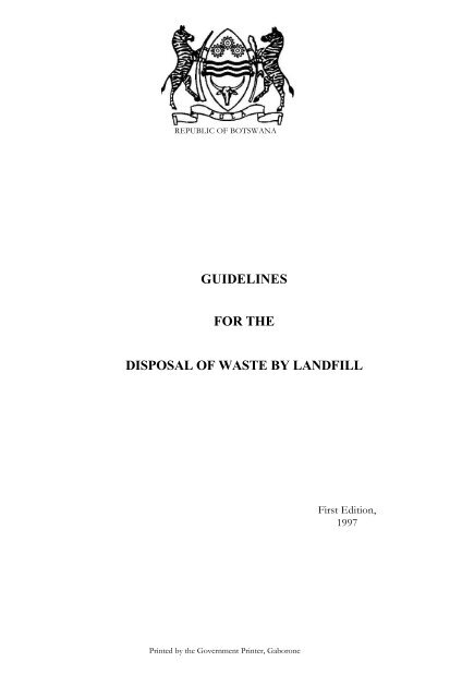 guidelines for the disposal of waste by landfill - Government of ...