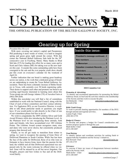 March 10 - US Belted Galloway Society