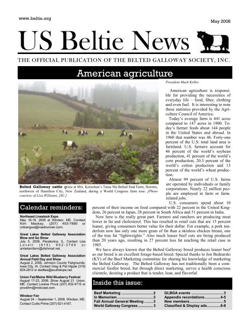 May, 2008, only in .pdf - US Belted Galloway Society