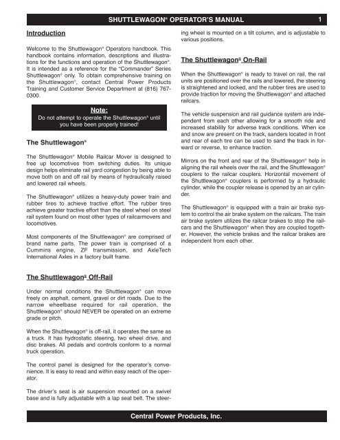 SHUTTLEWAGON ® OPERATOR