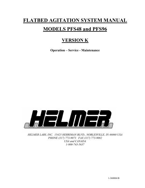 MODELS PFS48 AND PFS96 - Helmer