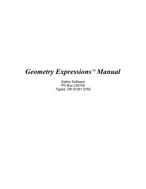 Online Manual - Geometry Expressions
