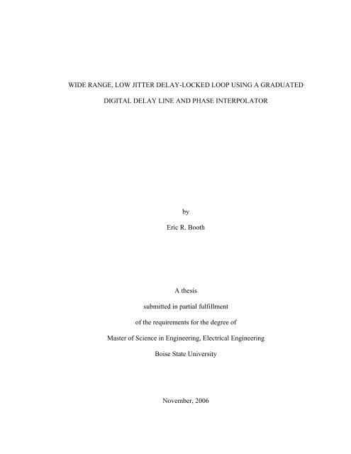 Wide Range Low Jitter Delay Locked Loop Using Cmos Edu