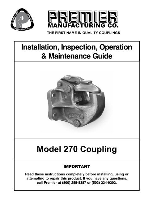 Model 270 Coupling - Premier Manufacturing