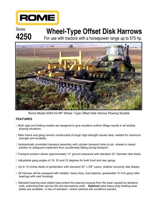Wheel-Type Offset Disk Harrows - Rome Plow