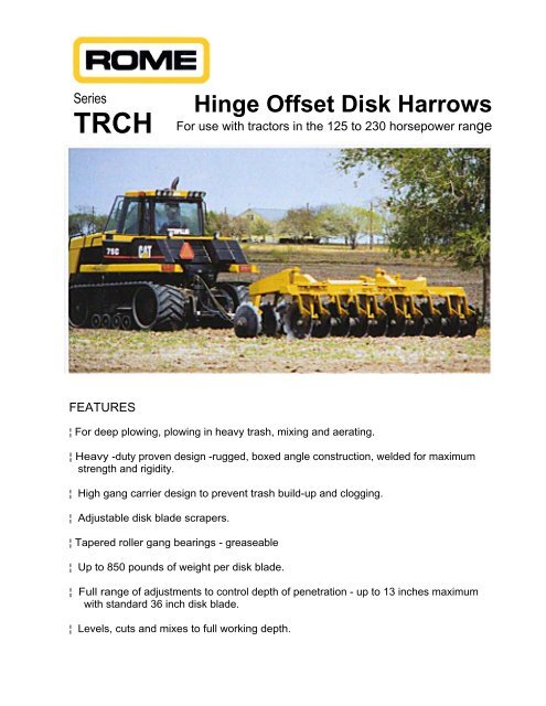 TRCH Hinge Offset Disk Harrows - Rome Plow