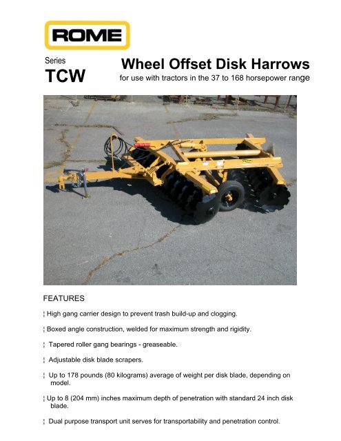 TCW Wheel Offset Disk Harrows - Rome Plow