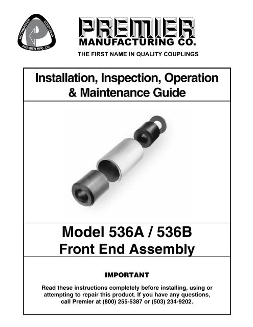 Model 536A / 536B - Premier Manufacturing