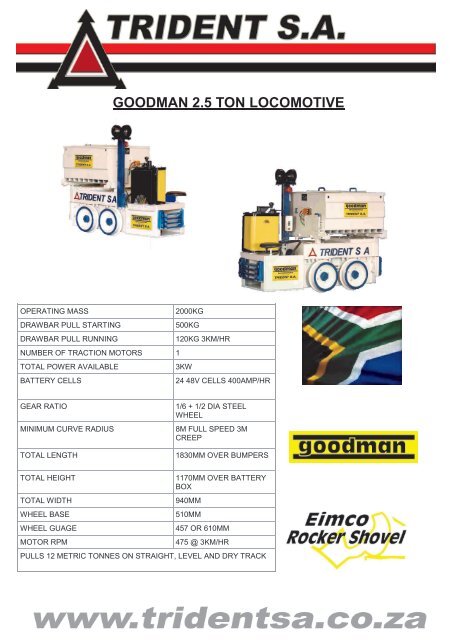 GOODMAN 2.5 TON LOCOMOTIVE - Trident S.A.