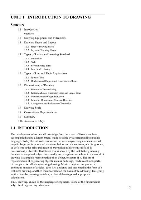 unit 1 introduction to drawing - IGNOU