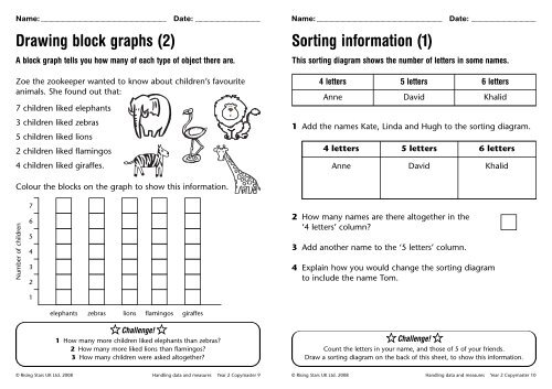 Drawing block graphs (2) Sorting information (1) - Rising Stars