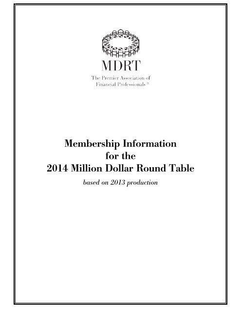 Membership Information for the 2014 Million Dollar Round Table
